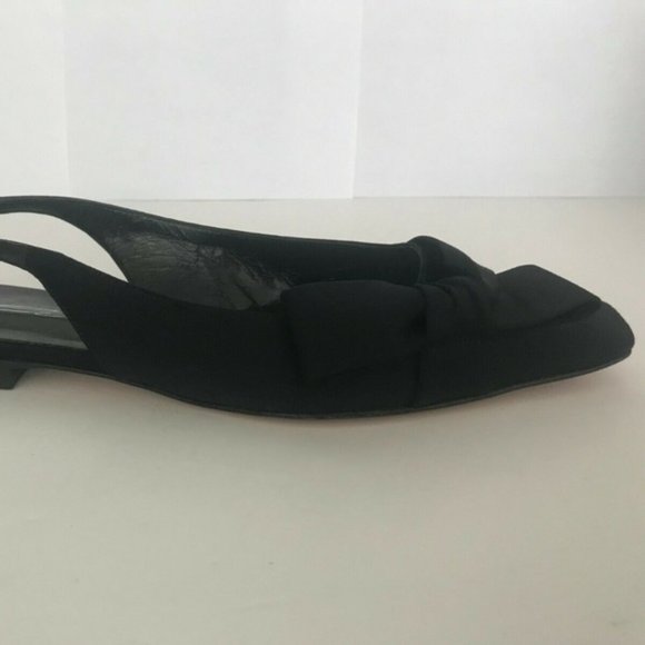 LERRE | Shoes | New Lerre Black Satin Flats Slingbacks W Bow | Poshmark